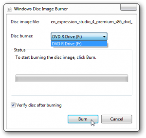 Burn the ISO images directly in Windows 7